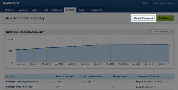 Upload bank transactions – English US Sandbox