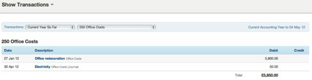 Show Transactions – FreeAgent Support SANDBOX