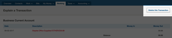 Deleting bank transactions – English US Sandbox