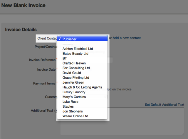 Creating your first invoice – FreeAgent Support SANDBOX