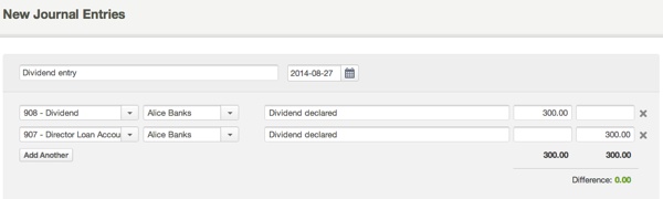 Posting journal sets to create a dividend – FreeAgent Support SANDBOX