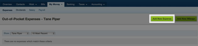 Create a new expense – English US Sandbox