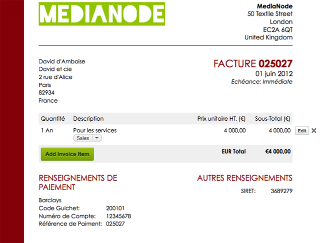 How do I create an invoice in a foreign language? – English US Sandbox