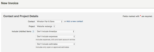 Create a new invoice – English US Sandbox