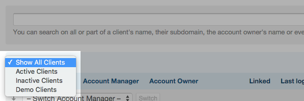 Manage clients – English US Sandbox