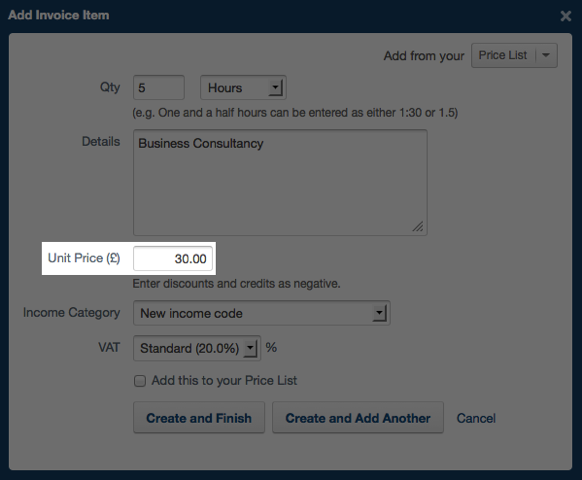 Creating your first invoice – FreeAgent Support SANDBOX