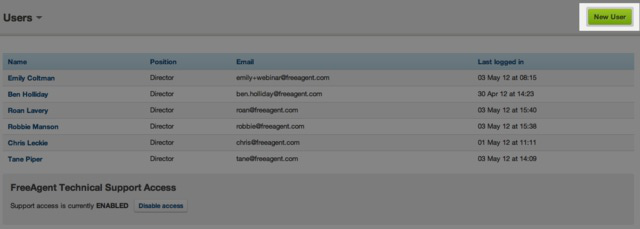 Add a new user – English US Sandbox