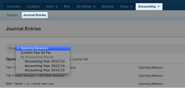 Opening balances – English US Sandbox