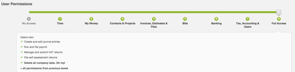 User access levels – FreeAgent Support SANDBOX