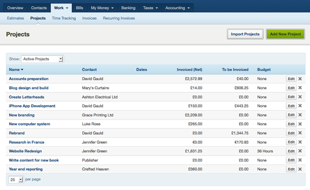 An introduction to Projects – FreeAgent Support SANDBOX
