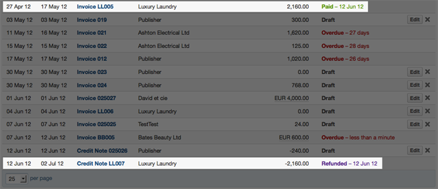 Net off sales invoice and credit note – FreeAgent Support SANDBOX