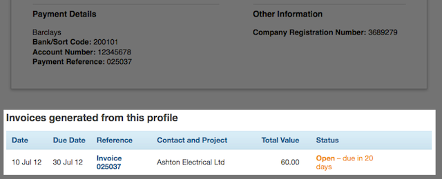 Recurring invoice profiles – English US Sandbox