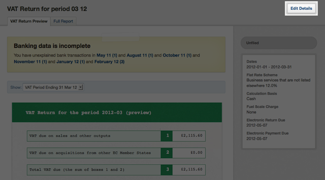 Checking, editing and locking a VAT return – FreeAgent Support SANDBOX